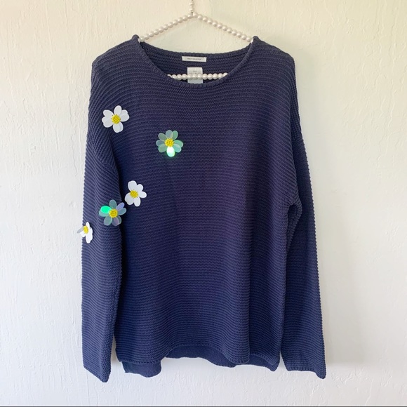 Zara | Sweaters | Zara Fancy Collection Beaded Daisy Embellished ...